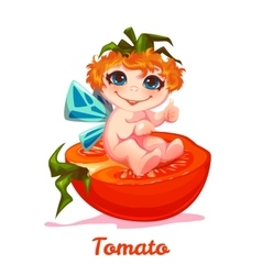 Sweet fairy with garnet Flat Royalty Free Vector Image