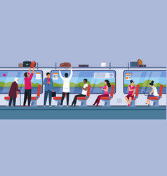 Train in metro station at night time platform Vector Image Train in metro station at night time platform Vector Image