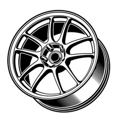 Car wheels rims line art silhouette Royalty Free Vector