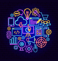 Website development neon banner design Royalty Free Vector