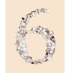 Sign language number 6 Royalty Free Vector Image