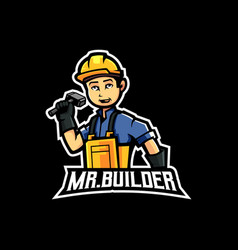 Thumbs up builder man character mascot logo Vector Image