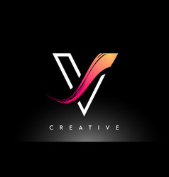 Brush letter w logo design with white outline Vector Image