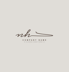 Initial letter nh logo - handwritten signature Vector Image
