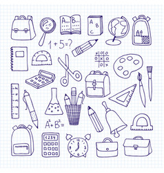 Hand drawn doodle back to school icons set Vector Image