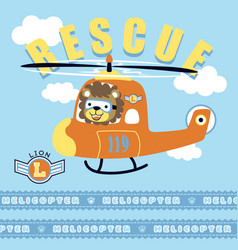 Animal pilot on rescue helicopter cartoon Vector Image