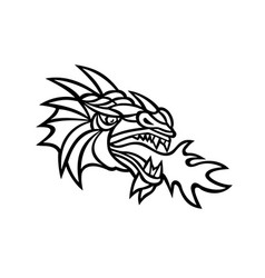 Dragon head fire crest retro Royalty Free Vector Image