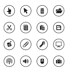 Black flat computer and technology icon set Vector Image