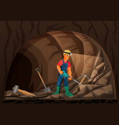 Inside mine cartoon composition Royalty Free Vector Image