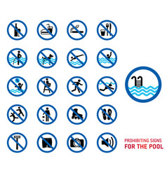 Swimming pool rules set icons and symbol Vector Image