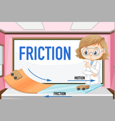 Friction science experiment with kids Royalty Free Vector