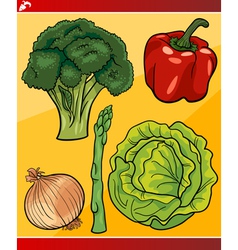 Fruits and vegetables group cartoon Royalty Free Vector