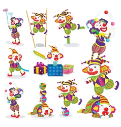 Circus clown balancing on big ball Royalty Free Vector Image