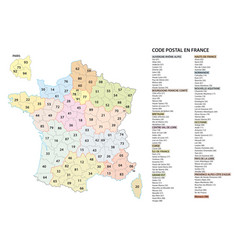 France 2-digit postcodes map 2017 Royalty Free Vector Image