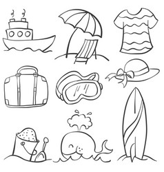 Hand draw object summer doodles Royalty Free Vector Image