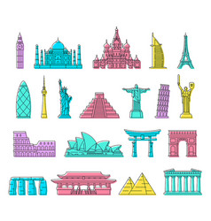 World monuments icons Royalty Free Vector Image