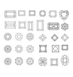 Diamond gem jewel gemstone line icon set Vector Image
