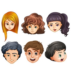 Six different faces Royalty Free Vector Image - VectorStock