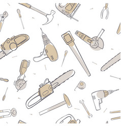 Background with hand drawn working tools sketch Vector Image