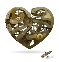 Clockwork heart gold Royalty Free Vector Image