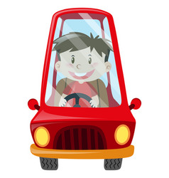 Little boy driving in red car Royalty Free Vector Image