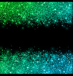 Glitter square border frame with blue green color Vector Image
