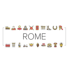 Ancient rome antique history icons set Royalty Free Vector