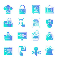 Security blue icons set Royalty Free Vector Image