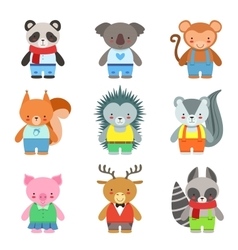 Toy kids animals in clothes characters set cute Vector Image