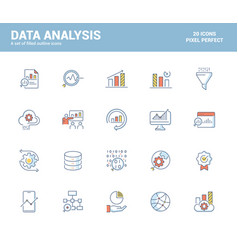 Process data analysis icon set in thin line style Vector Image