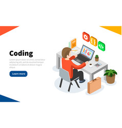 Programmer at work concept can use for web banner Vector Image