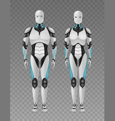 Realistic female droid composition Royalty Free Vector Image