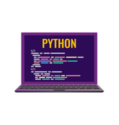 Laptop with a code computer language python Vector Image