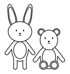 Toys set teddy bear and rabbit Royalty Free Vector Image