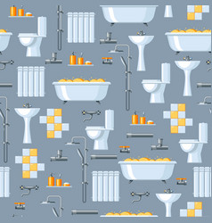 Bathroom interior plumbing seamless pattern Vector Image