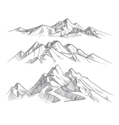 Mountains engraving style Royalty Free Vector Image