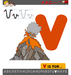 Alphabet isolated letter v-volcano-vulture Vector Image