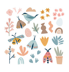 Hand drawn spring flowers set Royalty Free Vector Image