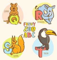 Funny zoo animals kids alphabet Hand drawn ink Vector Image