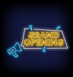 Neon sign grand opening with brick wall background