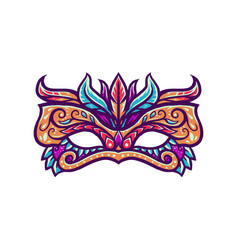 Ornate floral venetian carnival mask with feathers