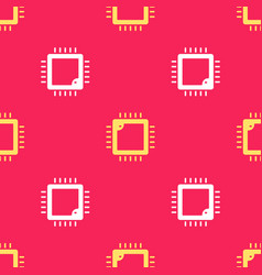 Yellow computer processor with microcircuits cpu Vector Image