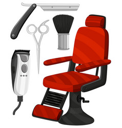 Barber chair in red color Royalty Free Vector Image