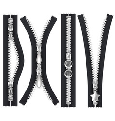 Open closed zipper fly zip fastener clasp locker Vector Image