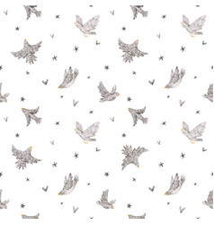 Beautiful Seamless Pattern With Cute Hand Vector Image
