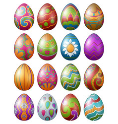 Set of colorful decorated easter eggs isolated on Vector Image