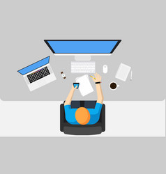 Work desk in office Royalty Free Vector Image - VectorStock
