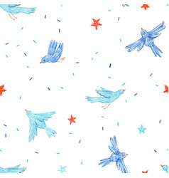 Beautiful Seamless Pattern With Cute Hand Vector Image