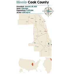 Map of cook county in illinois Royalty Free Vector Image