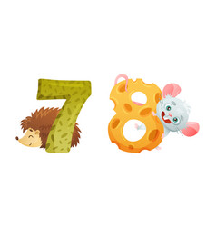 4 number and cute bunny baby animal educational Vector Image